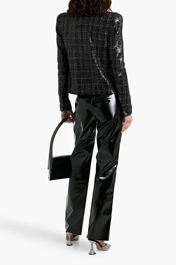 Balmain Sequinembellished Checked Tweed Jacket