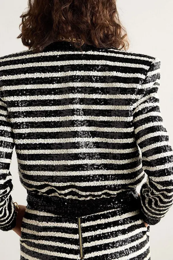 Balmain Striped Sequinembellished Cady Jacket