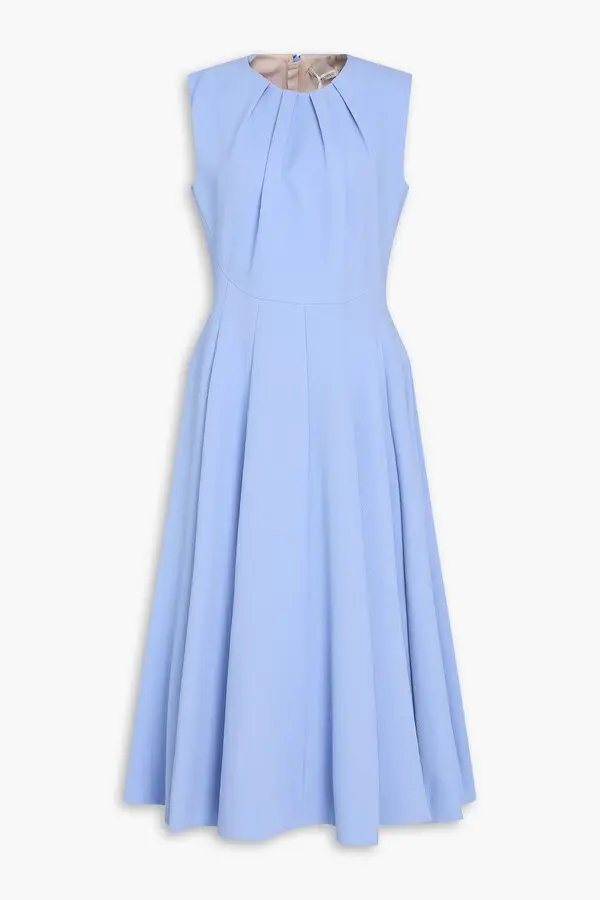 EMILIA WICKSTEAD Marlen Pleated Crepe Midi Dress - Light Blue