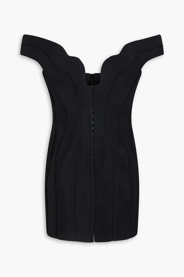 MUGLER Offtheshoulder Twill Mini Dress