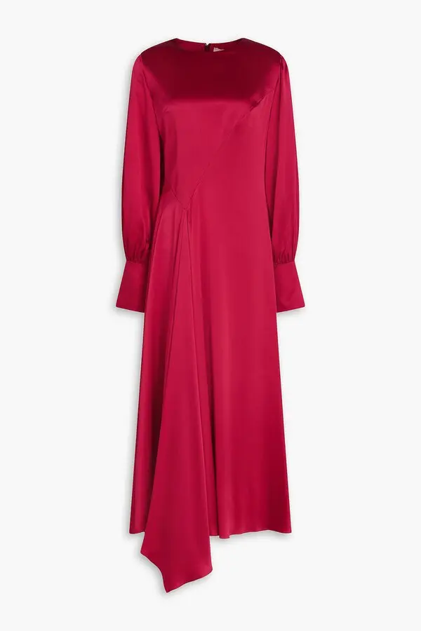 ROKSANDA Hayat Pleated Silksatin Midi Dress - Crimson