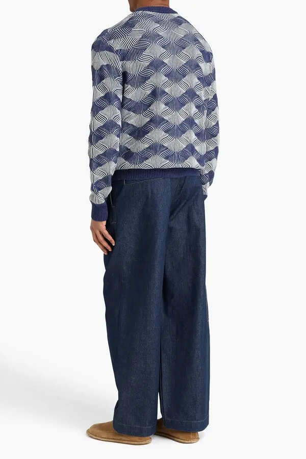 Missoni Jacquardknit Wool And Cottonblend Sweater - Navy