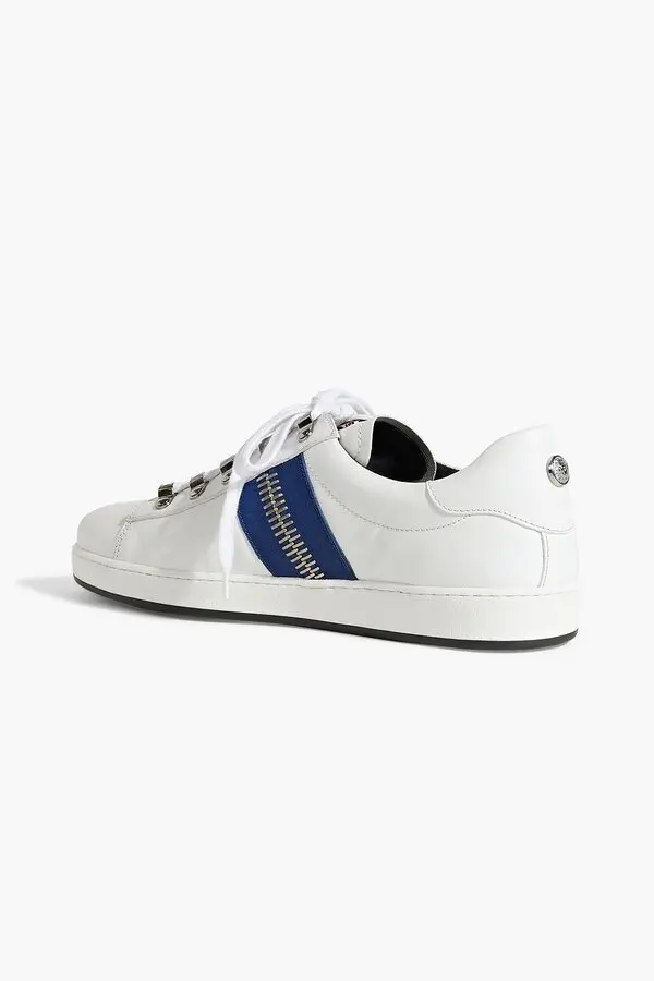 Balmain Eric Zipembellished Leather Sneakers