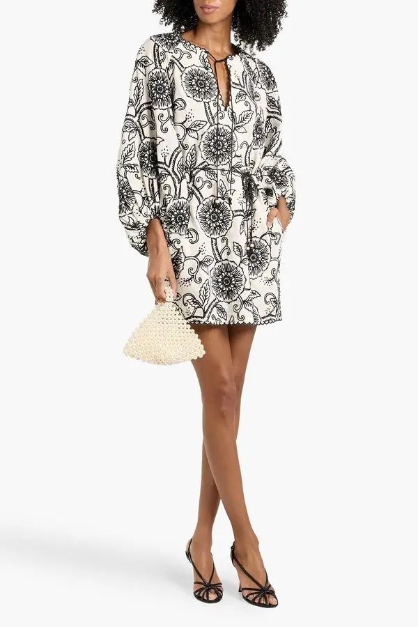 Zimmermann Embroidered Linen Mini Dress