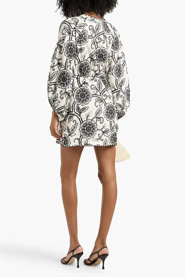 Zimmermann Embroidered Linen Mini Dress