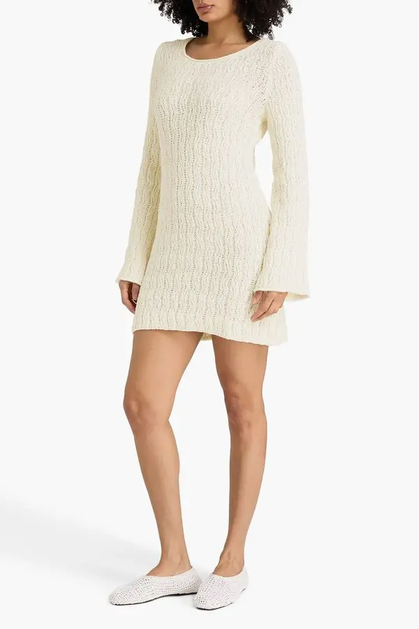 Loulou De Saison Aisala Open-knit Cotton-blend Dress - Cream