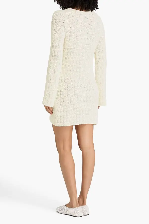 Loulou De Saison Aisala Open-knit Cotton-blend Dress - Cream