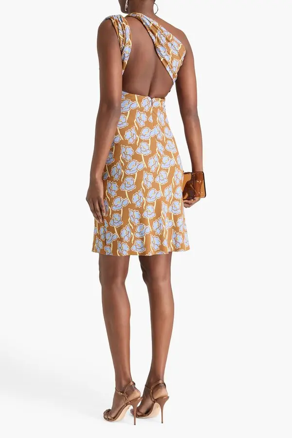 Versace One-shoulder Floral-print Dress