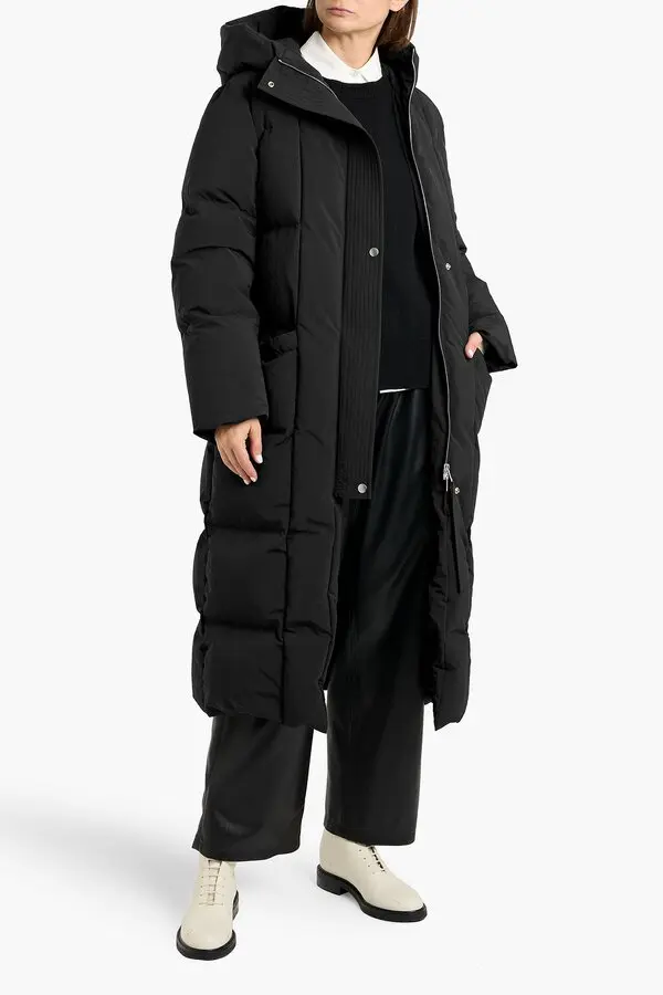 JIL SANDER Quilted Shell Hooded Down Coat - Black