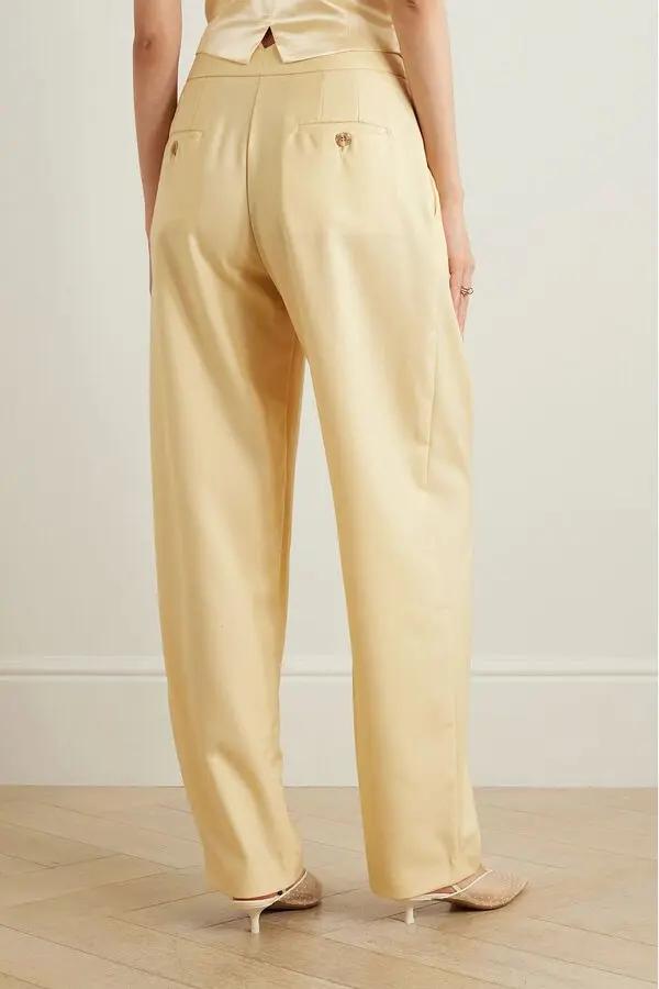 ESSE STUDIOS Delphi Pleated Woolblend Twill Wideleg Pants