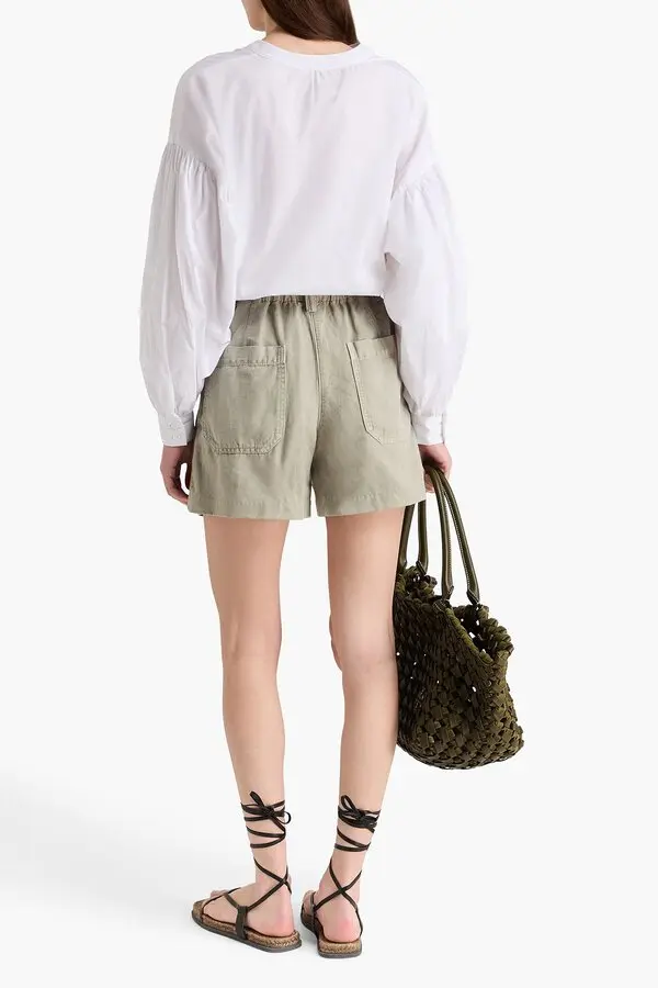 Brunello Cucinelli Pleated Cotton And Linenblend Shorts
