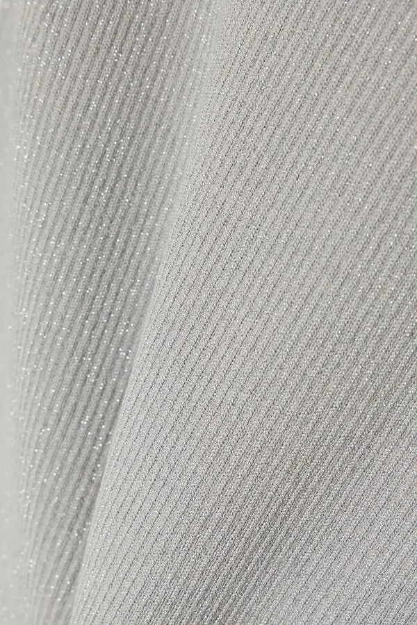Max Mara Leisure Favella Metallic Ribbed-knit Sweater - Light Gray