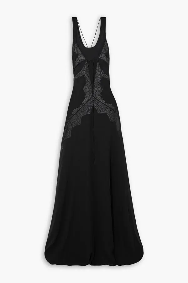 Christopher Esber Cutout Lacetrimmed Silkgeorgette Gown - Black