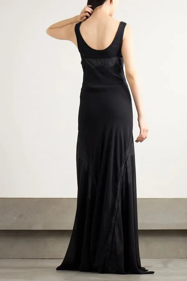 Christopher Esber Cutout Lace-trimmed Silk-georgette Gown