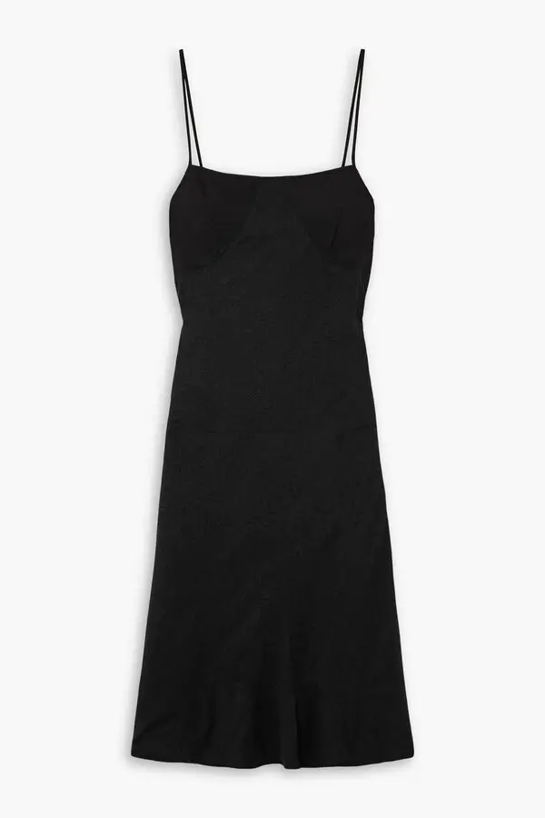 JIL SANDER Lacepaneled Satin Midi Dress - Black