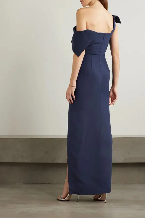 Roland Mouret One-shoulder Crepe Gown - Navy