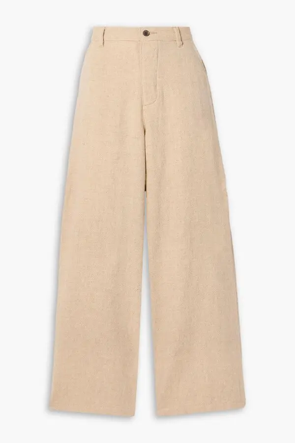 THE ELDER STATESMAN Wide-leg Linen-blend Pants
