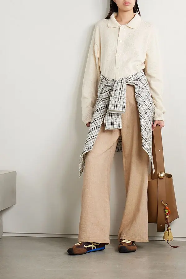 THE ELDER STATESMAN Wide-leg Linen-blend Pants