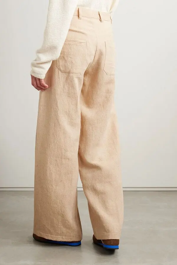 THE ELDER STATESMAN Wide-leg Linen-blend Pants