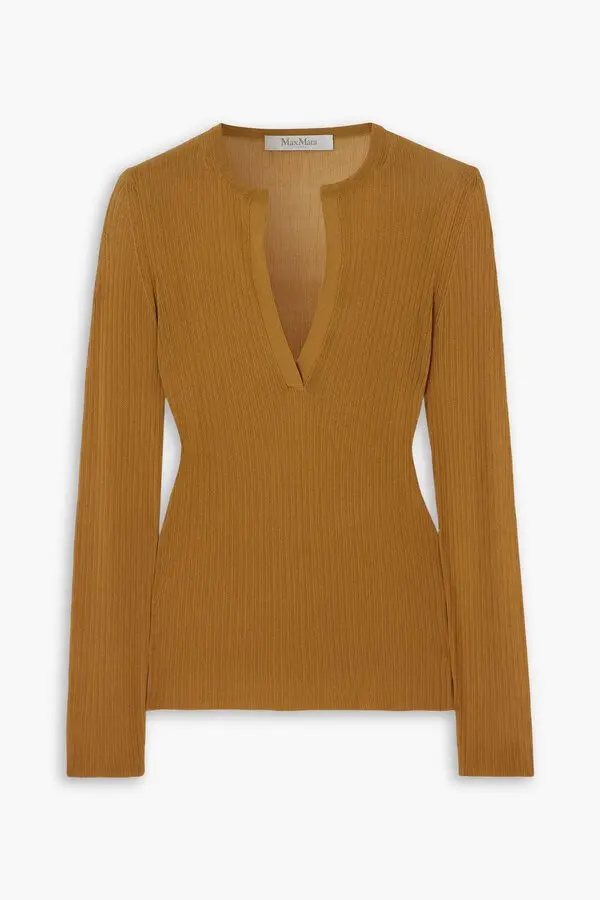 Max Mara Ribbed Silk Sweater - Camel