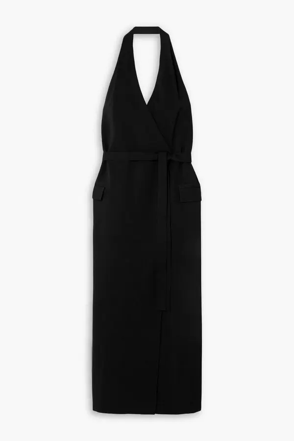 ESSE STUDIOS Oude Vest Belted Crepe Halterneck Maxi Dress - Black