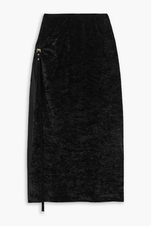 Jacquemus Embellished Stretchvelour Midi Skirt - Black