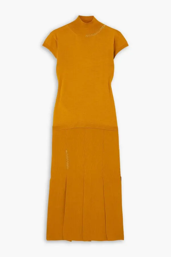 Marni Wool And Silkblend Turtleneck Midi Dress - Marigold