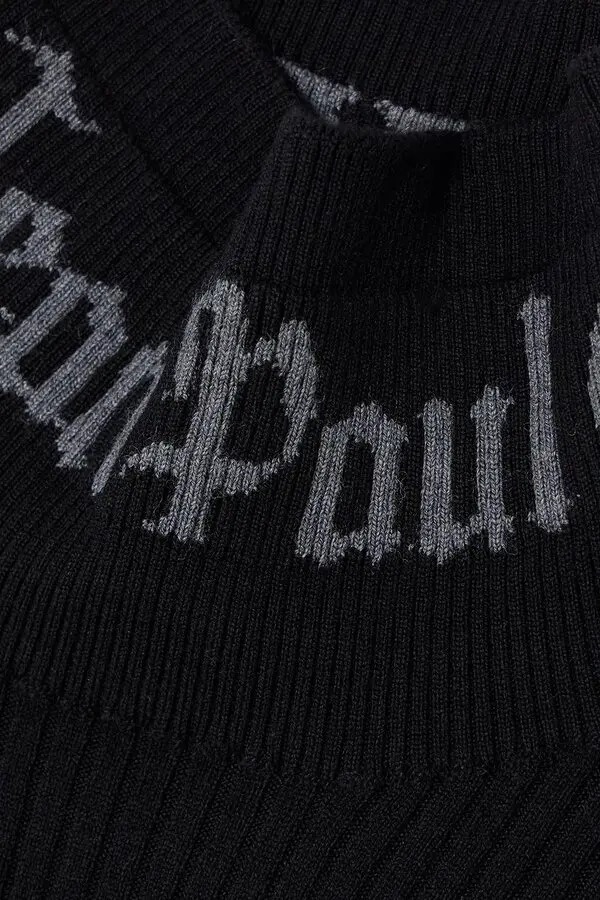 JEAN PAUL GAULTIER Ribbed Merino Wool-blend Jacquard Turtleneck Top