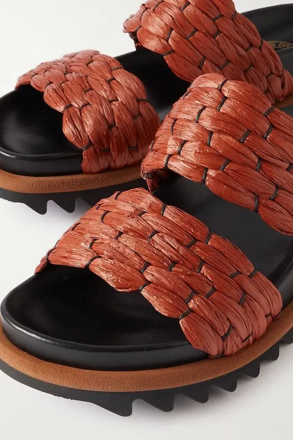 Dries Van Noten Leathertrimmed Raffia Sandals