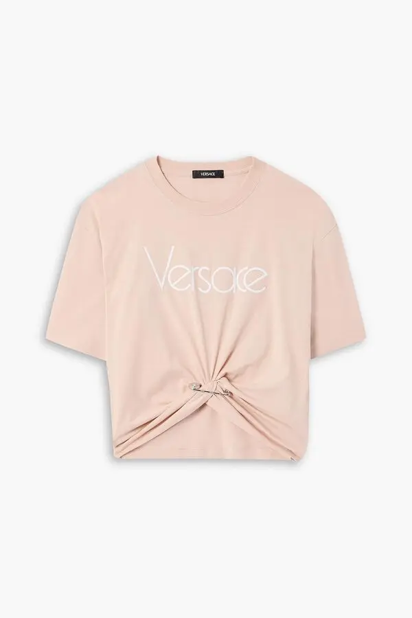 Versace Twisted Embroidered Cottonjersey Tshirt