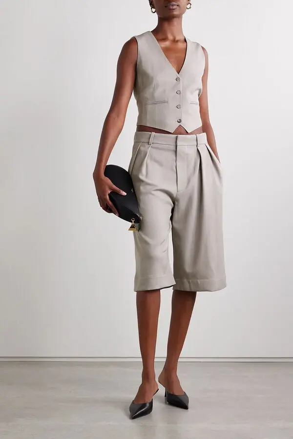 Wardrobe.NYC Cropped Grain De Poudre Wool Vest