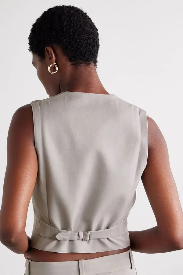Wardrobe.NYC Cropped Grain De Poudre Wool Vest