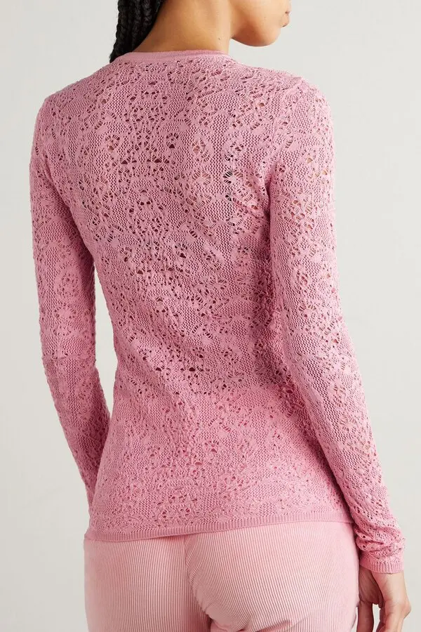 Gabriela Hearst Ithaca Crocheted Henley Top
