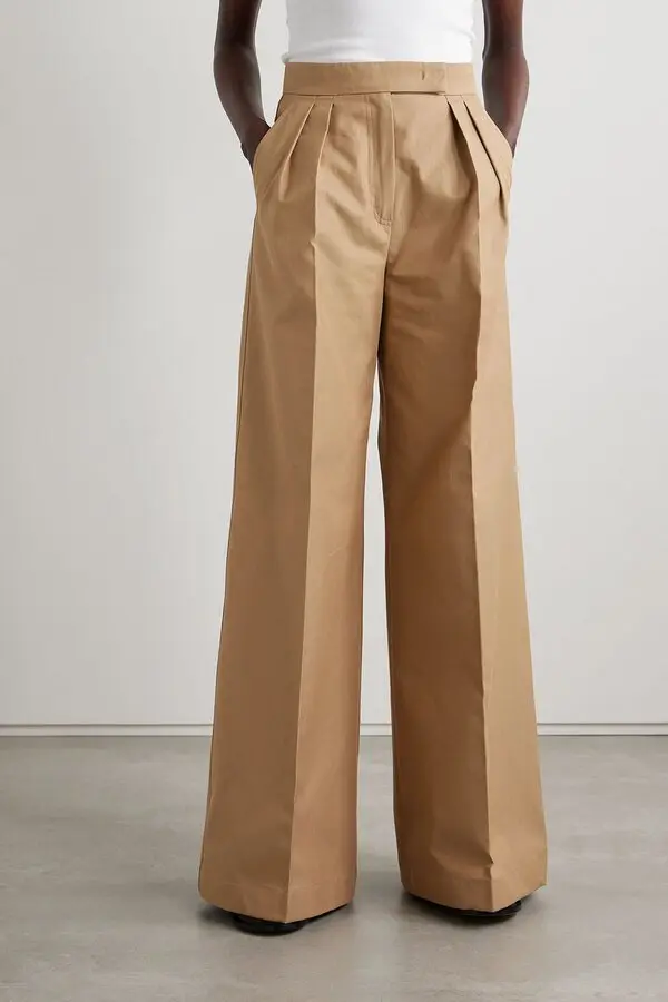 Max Mara Corte Pleated Cottoncanvas Wideleg Pants