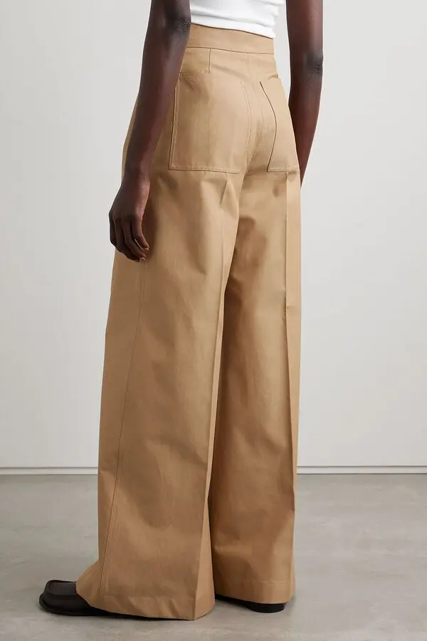 Max Mara Corte Pleated Cottoncanvas Wideleg Pants