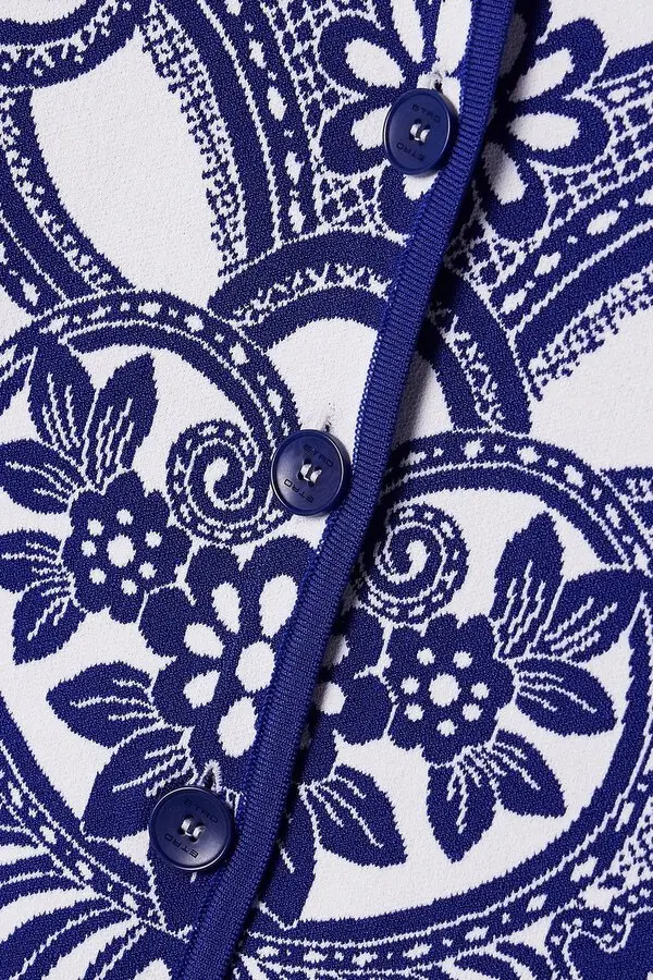 Etro Cropped Jacquard-knit Cardigan - Indigo