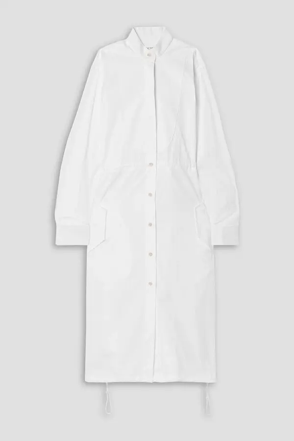 WALES BONNER Piquétrimmed Cottonpoplin Midi Shirt Dress - White