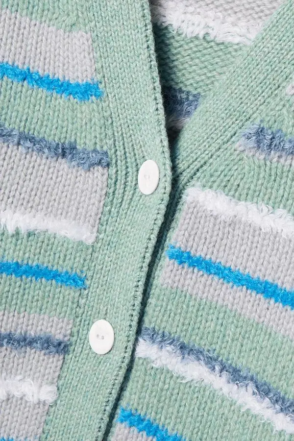 THE ELDER STATESMAN Striped Cashmere-blend Cardigan
