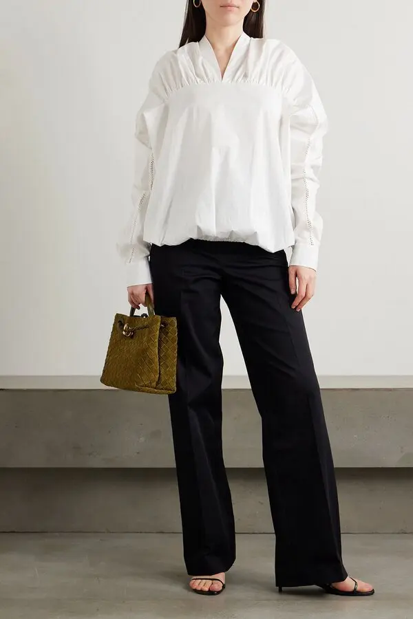 DIOTIMA Braceback Embroidered Cottonpoplin Blouse