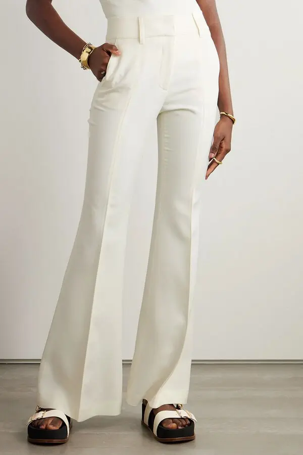 Gabriela Hearst Rhein Silk And Wool-blend Flared Pants - Ivory