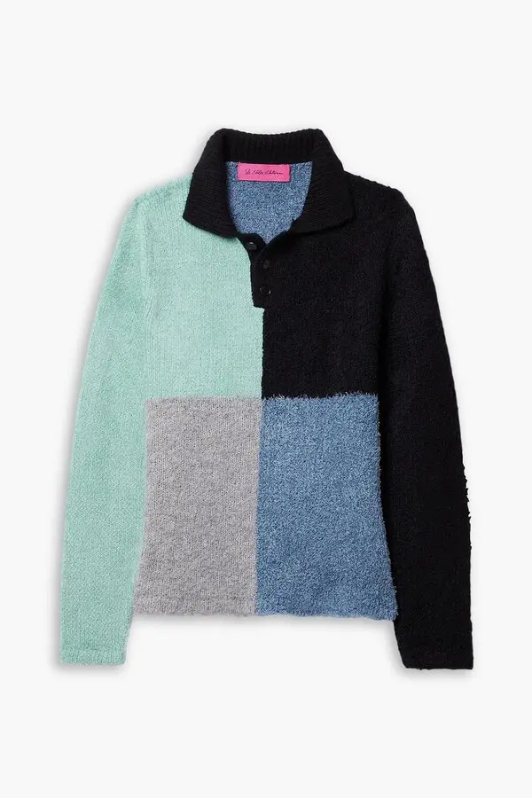 THE ELDER STATESMAN Colorblock Knitted Polo Sweater