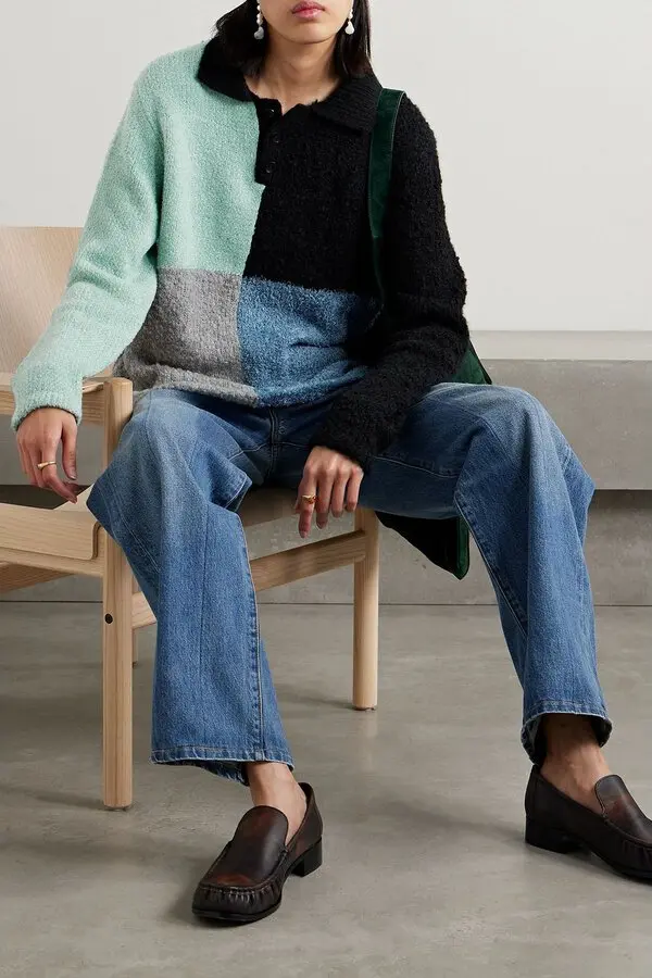 THE ELDER STATESMAN Colorblock Knitted Polo Sweater