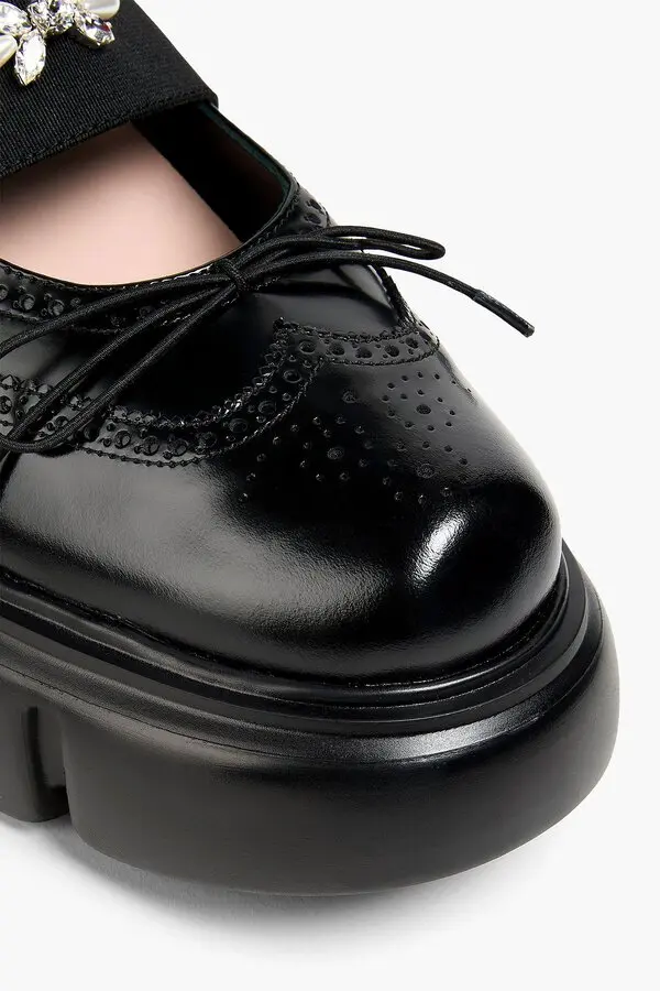 Simone Rocha Embellished Glossedleather Mary Jane Brogues