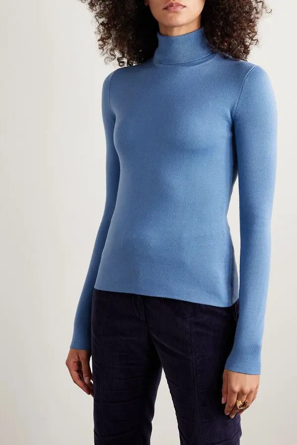 Gabriela Hearst Wool, Cashmere And Silk-blend Turtleneck Sweater - Light Blue