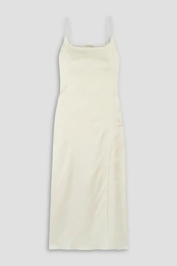 Jacquemus Notte Embellished Satintwill Midi Dress - Off-white