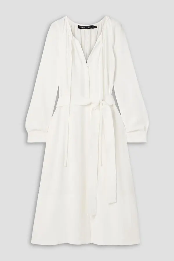Proenza Schouler Enya Belted Crepe Midi Shirt Dress - White