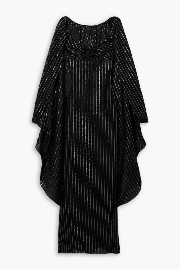 Johanna Ortiz Promise Of Splendor Metallic Striped Silkblend Chiffon Maxi Dress - Black