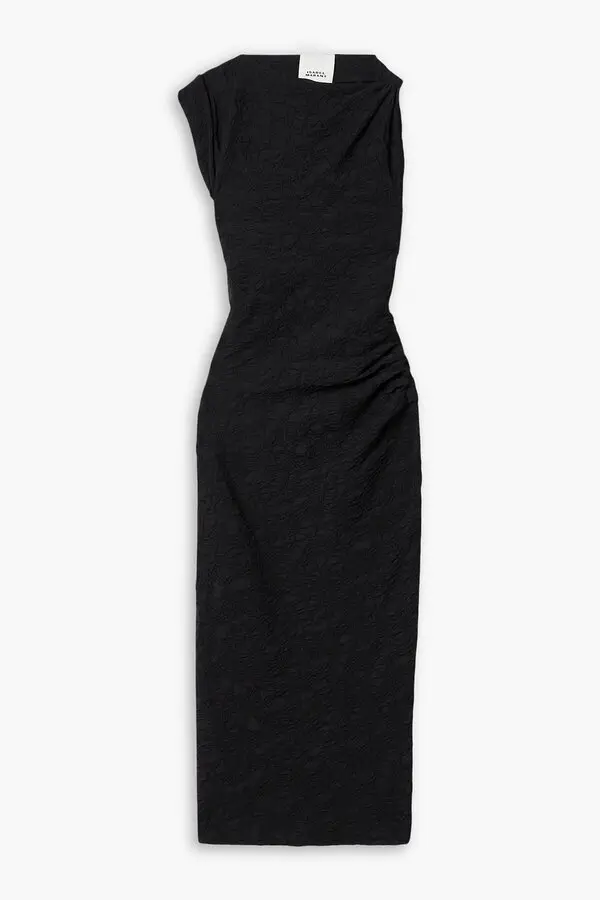 Isabel Marant Franzy Asymmetric Cottonblend Jacquard Maxi Dress - Black