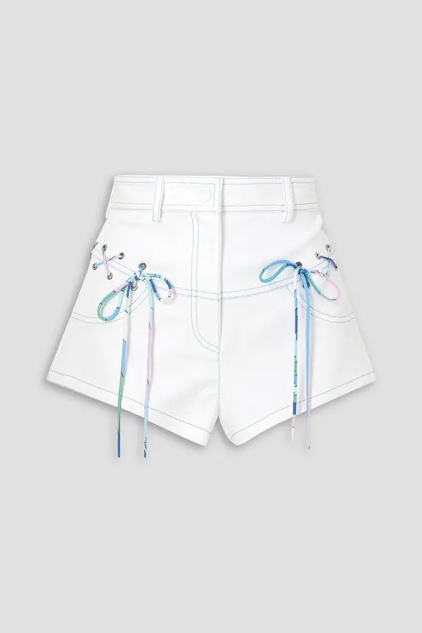 Emilio Pucci Laceup Cottonblend Gabardine Shorts - White