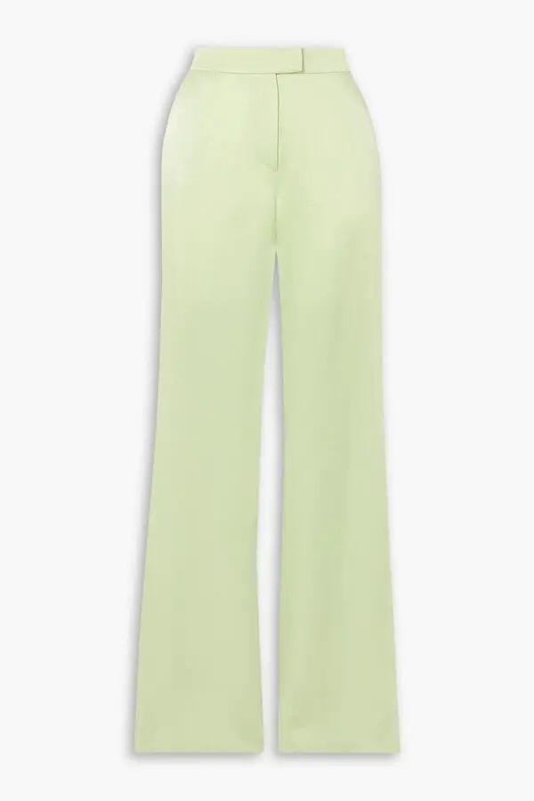 Galvan Boyfriend Satin Flared Pants - Light Green